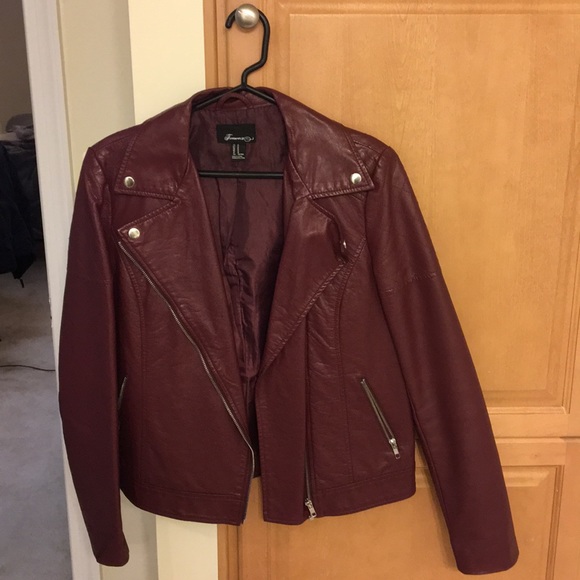 Forever 21 | Jackets & Coats | Deep Raspberry Faux Leather Jacket ...